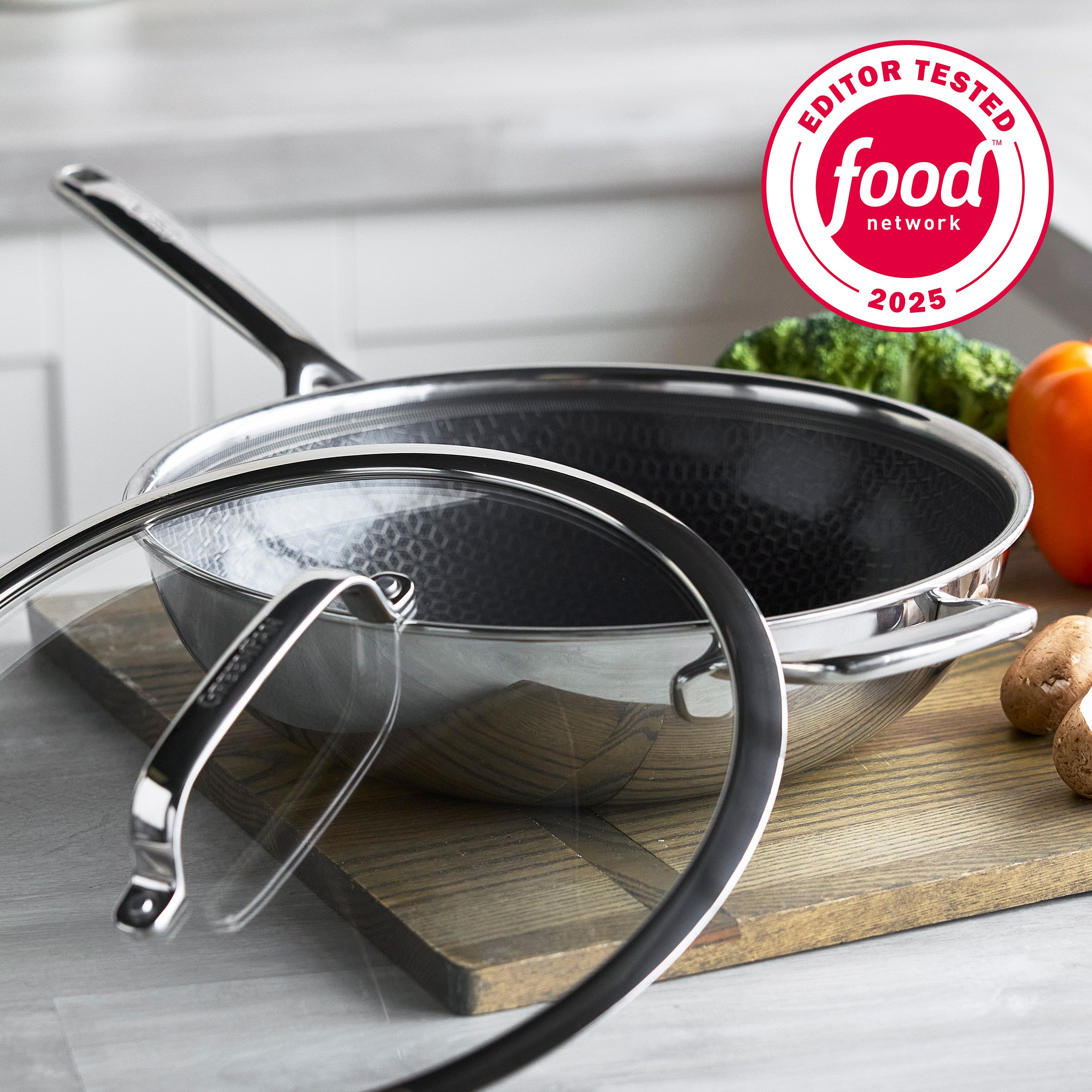 GreenPan Spectra 12" Hybrid Wok with Lid | Nonstick Meets Stainless ...