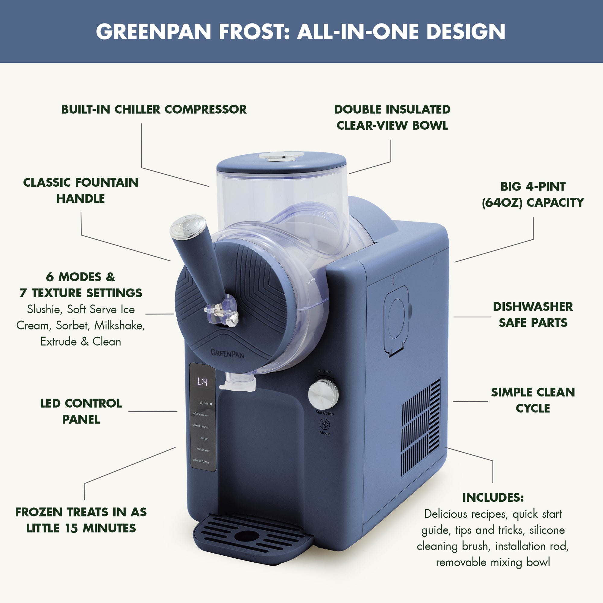 Frost Classic 15-in-1 Ice Cream & Frozen Drink Maker | Berry | GreenPan