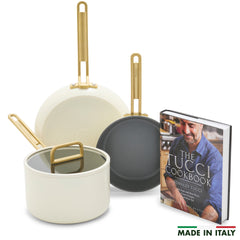 Stanley Tucci™ Ceramic Nonstick 4-Piece Chef Set with the Tucci Cookbo ...