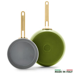 Stanley Tucci™ Ceramic Nonstick 8" and 10" Frypan Set | Tuscan Olive ...