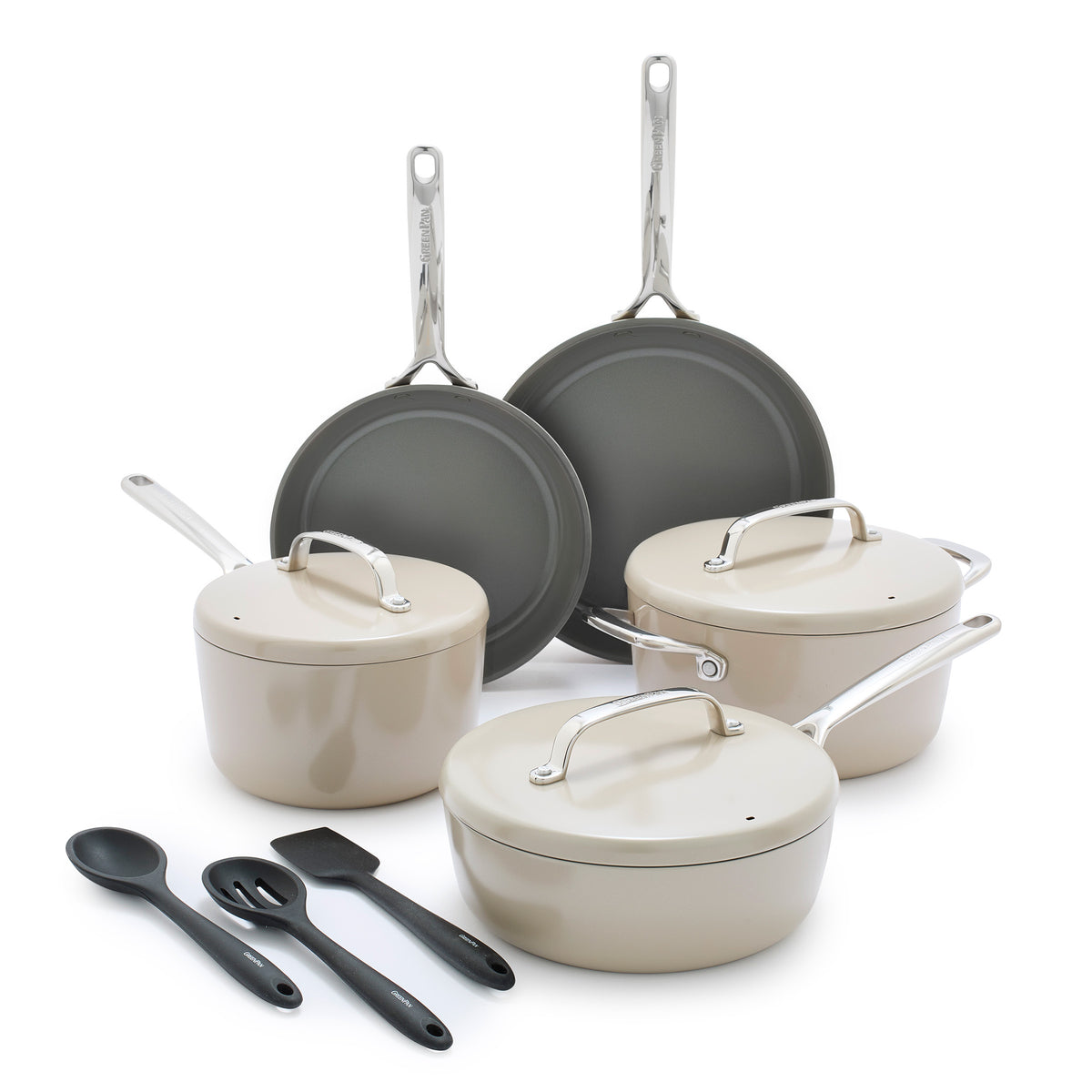 GP5 Colors Ceramic Nonstick 11-Piece Cookware Set with Mirror Handles ...