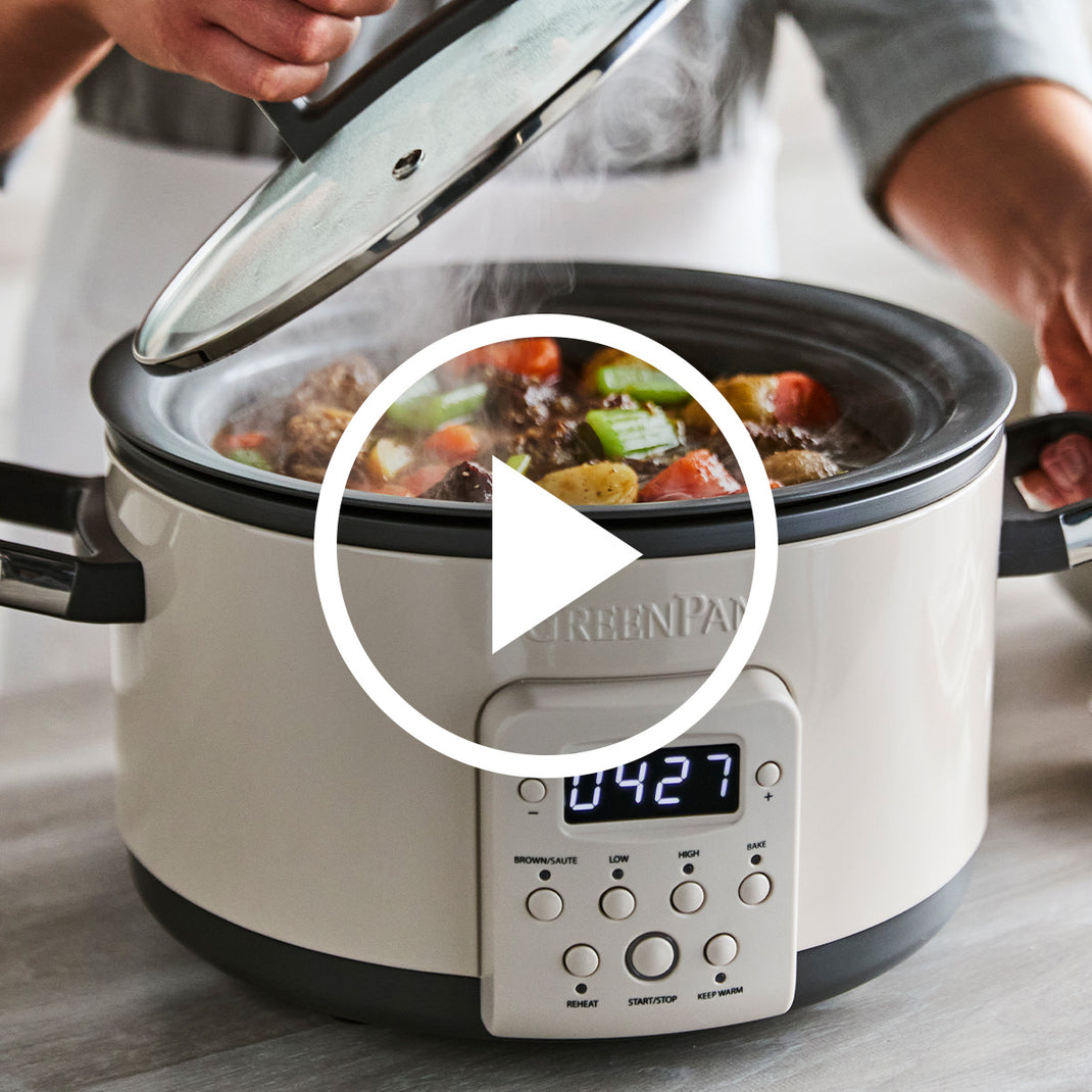 Bistro 4-Quart Slow Cooker with In-Pot Browning | Macadamia | GreenPan
