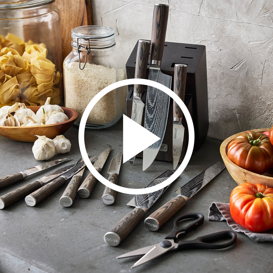 Bobby Flay by GreenPan Stainless Steel 13-Piece Knife Block Set | GreenPan