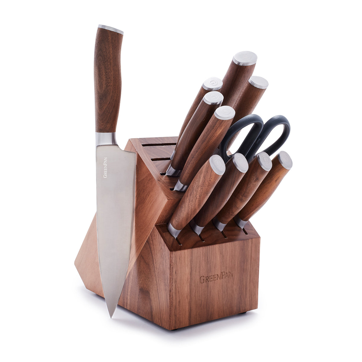 Premiere Titanium 12-Pc Knife Set | Walnut | © GreenPan Official | The ...